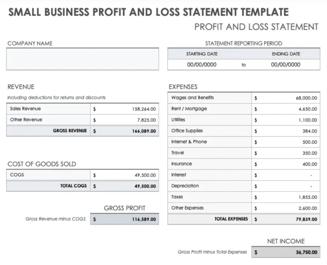 Profit and Loss Statement Template Format (Free to Download) - BusinessTech