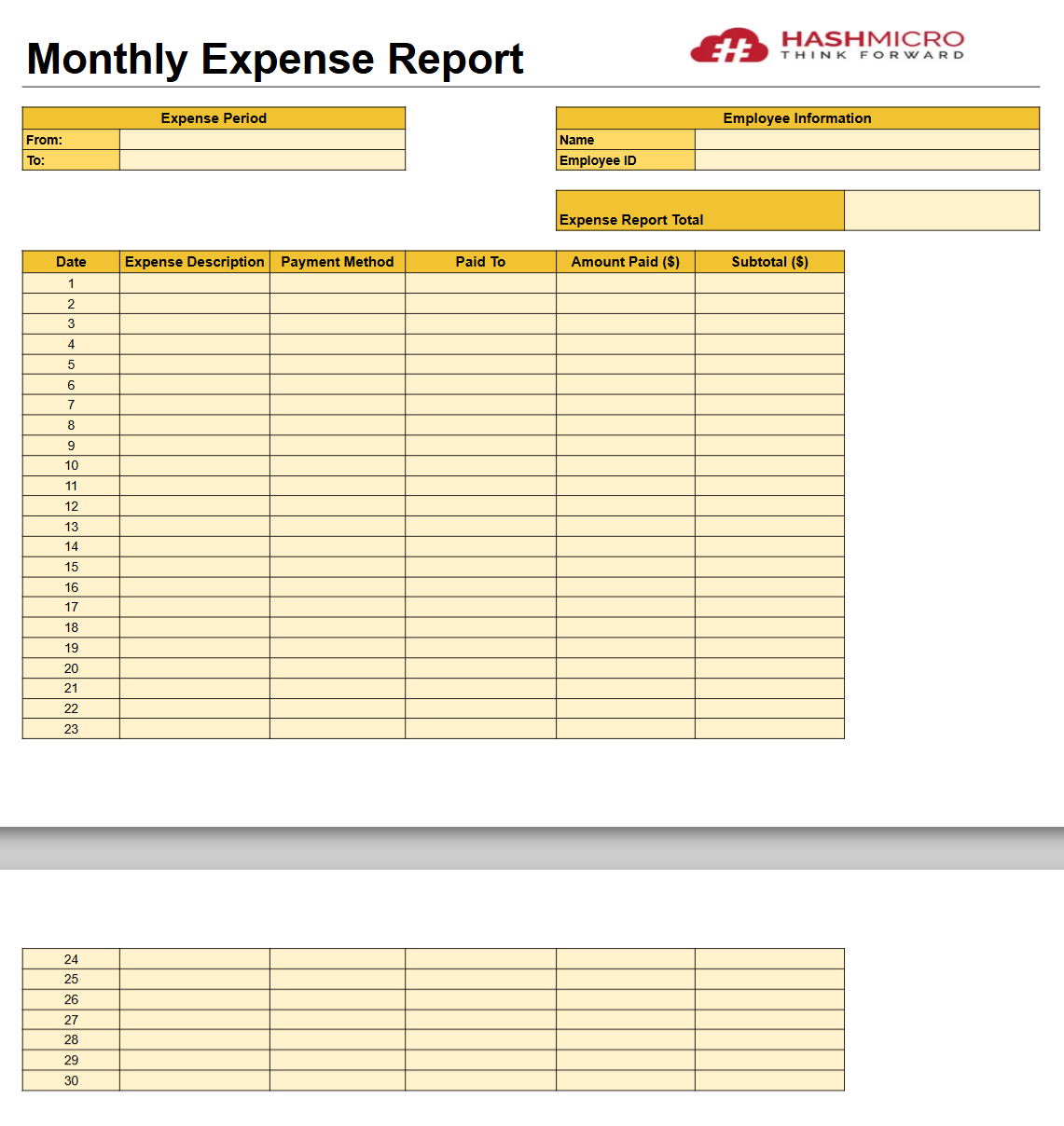 Monthly Expense Form Template 9+ Expense Report Templates Excel