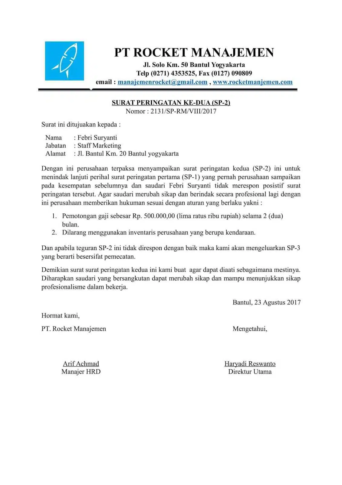 Contoh Surat Peringatan Kerja serta Ketentuannya untuk Karyawan Anda!