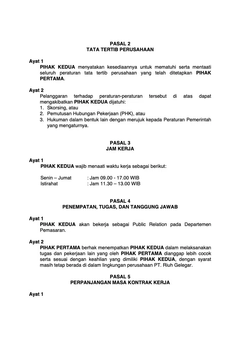 Kontrak Kerja Karyawan yang Sesuai Undang-Undang